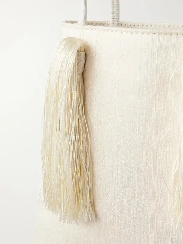 Le Sundial Le Salon Tasseled Dupioni Clutch - Neutrals