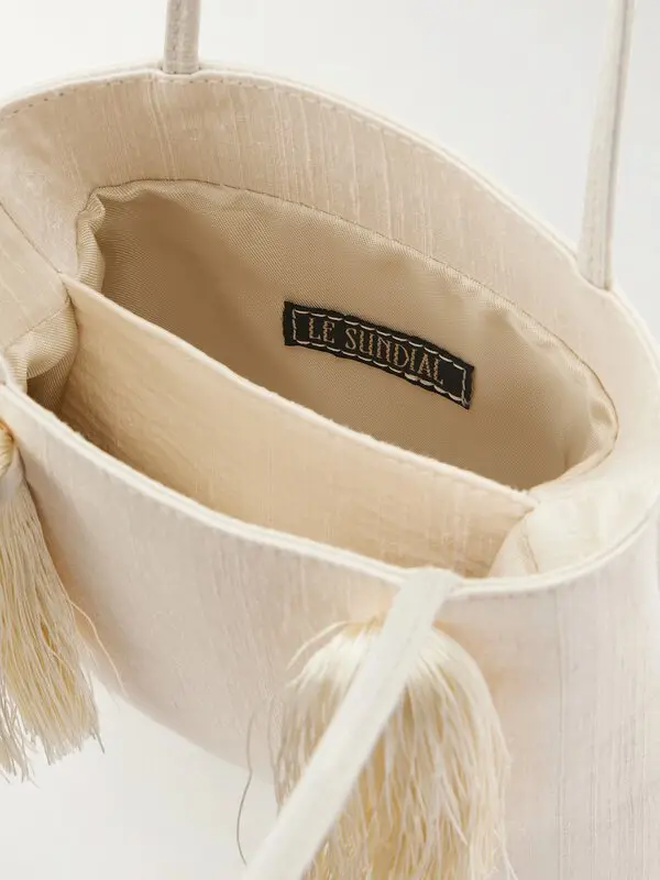 Le Sundial Le Salon Tasseled Dupioni Clutch - Neutrals