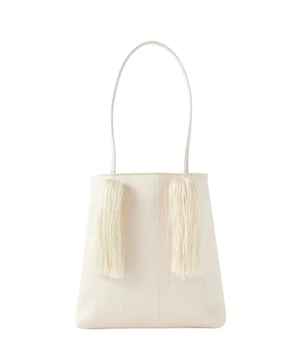 Le Sundial Le Salon Tasseled Dupioni Clutch - Neutrals