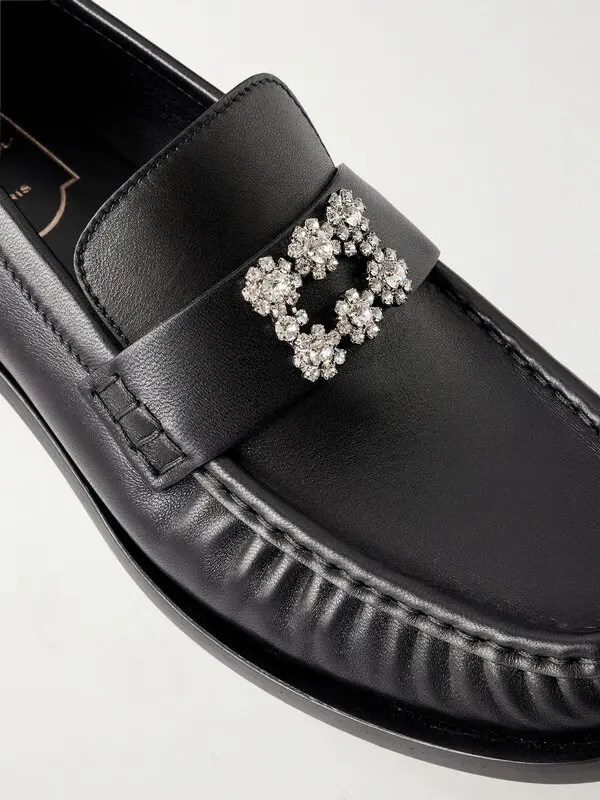 ROGER VIVIER Viv Moc 25 Embellished Leather Loafers