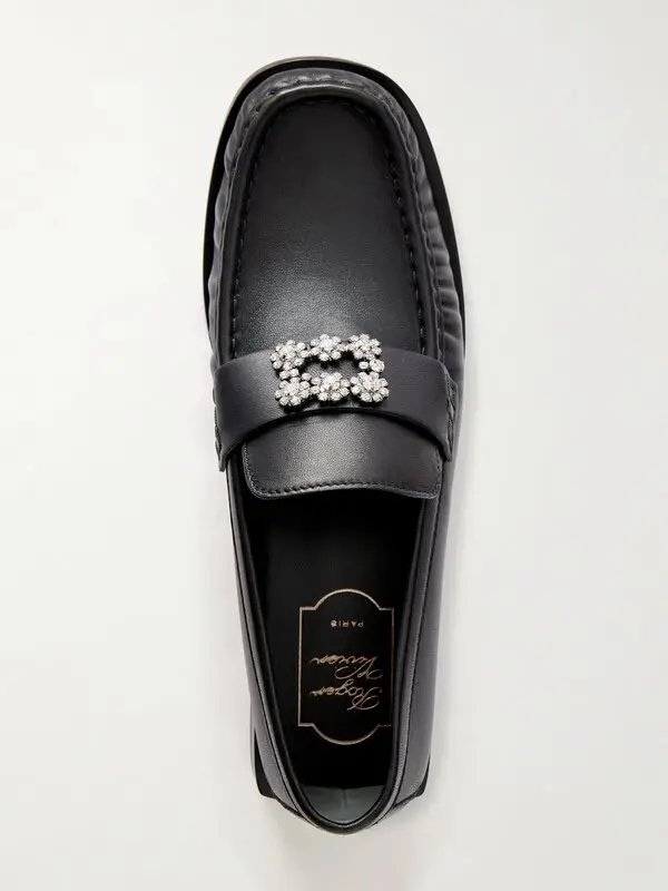 ROGER VIVIER Viv Moc 25 Embellished Leather Loafers