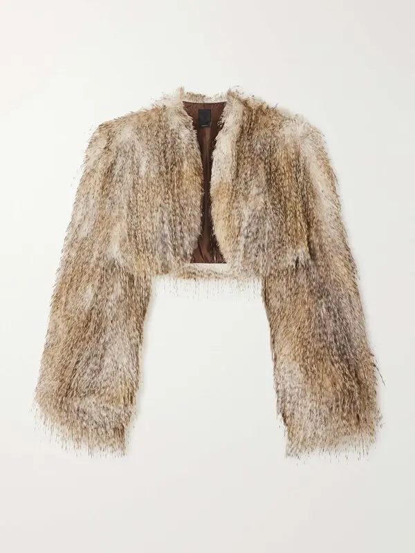 Anna Sui Shearling Cropped Coat - Beige