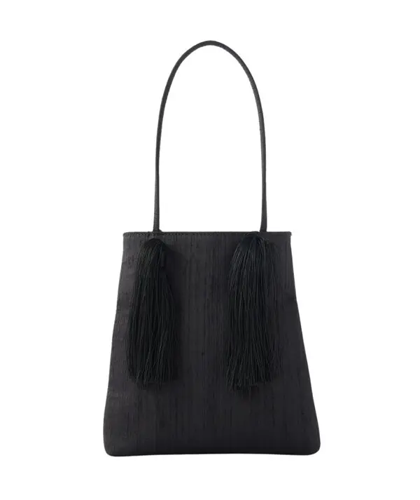 Le Sundial Le Salon Tasseled Dupioni Clutch - Black