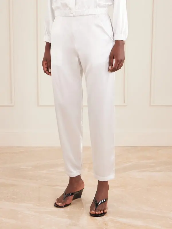 THE PARK Rebecca' Silk-satin Straight-leg Pants - White