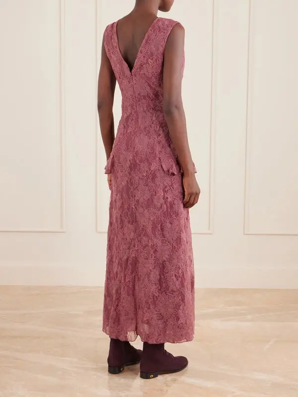 Anna Sui Lace Embroidered Midi Dress - Pink