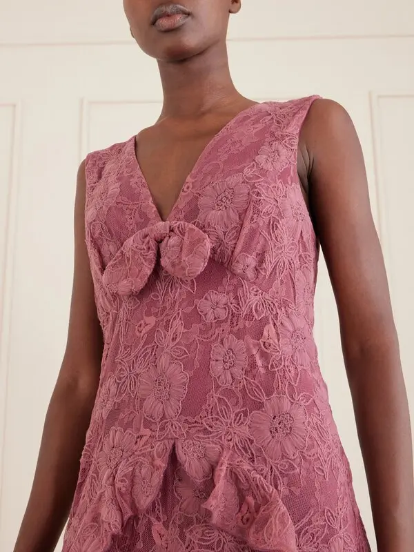 Anna Sui Lace Embroidered Midi Dress - Pink