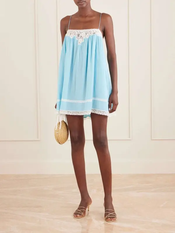 DÔEN Clemente Lace-trimmed Silk Mini Dress