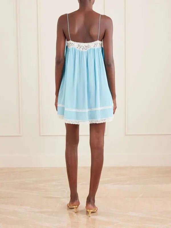 DÔEN Clemente Lace-trimmed Silk Mini Dress