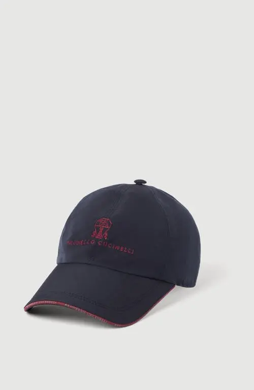 Brunello Cucinelli Water-resistant Microfiber Baseball Cap With Embroidered Logo - Blue