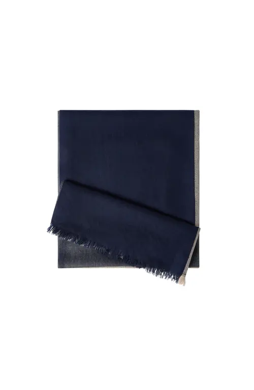 Brunello Cucinelli Cashmere And Silk Color Block Scarf - Marine