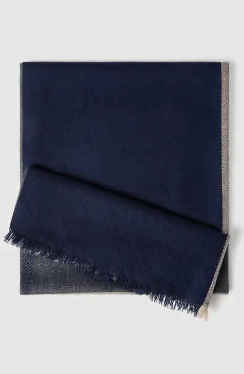 Brunello Cucinelli Cashmere And Silk Color Block Scarf - Marine