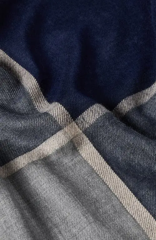 Brunello Cucinelli Cashmere And Silk Color Block Scarf - Marine