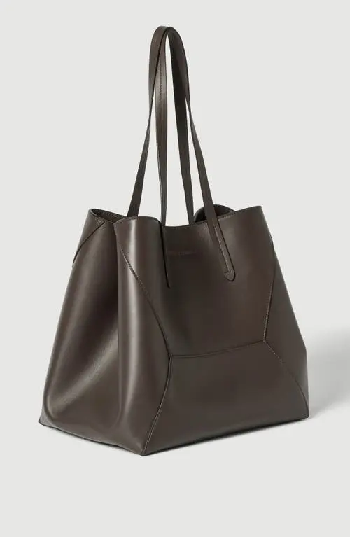 Brunello Cucinelli Calfskin Bc Duo Bag With Monili - Brown