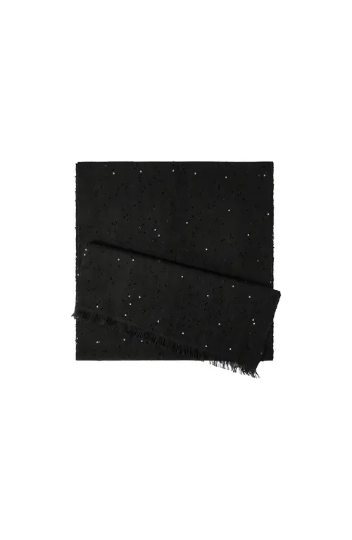 Brunello Cucinelli Cashmere And Silk Diamond Yarn Scarf - Black