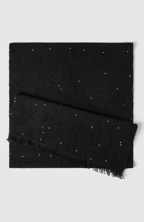 Brunello Cucinelli Cashmere And Silk Diamond Yarn Scarf - Black