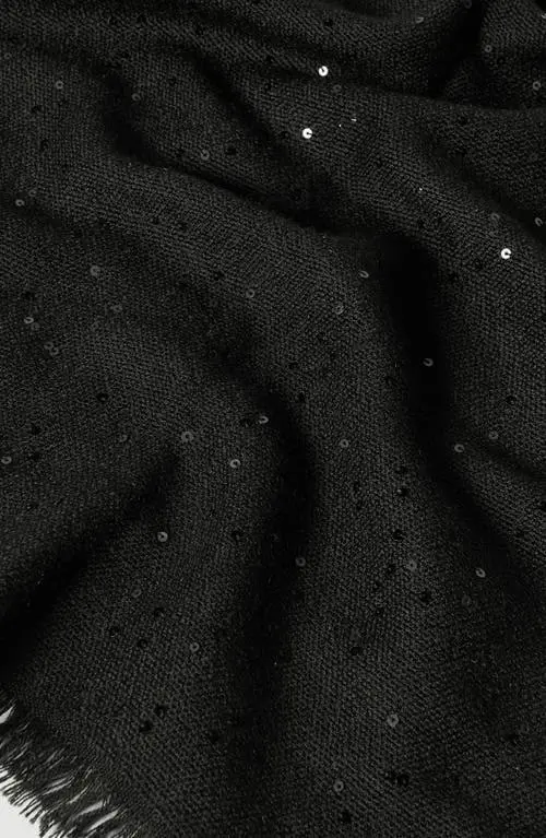 Brunello Cucinelli Cashmere And Silk Diamond Yarn Scarf - Black