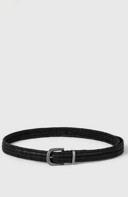 Brunello Cucinelli Stretch Braided Leather Belt - Black