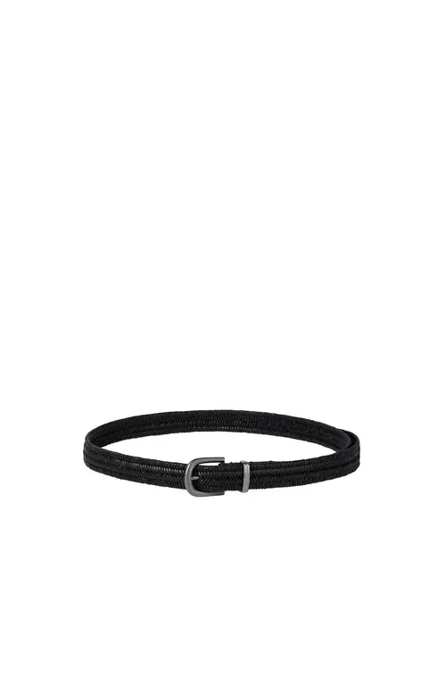 Brunello Cucinelli Stretch Braided Leather Belt - Black