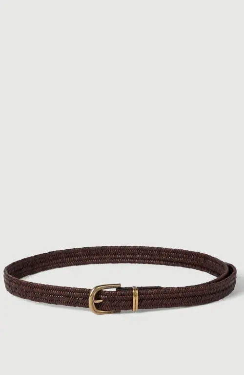 Brunello Cucinelli Stretch Braided Leather Belt - Honey