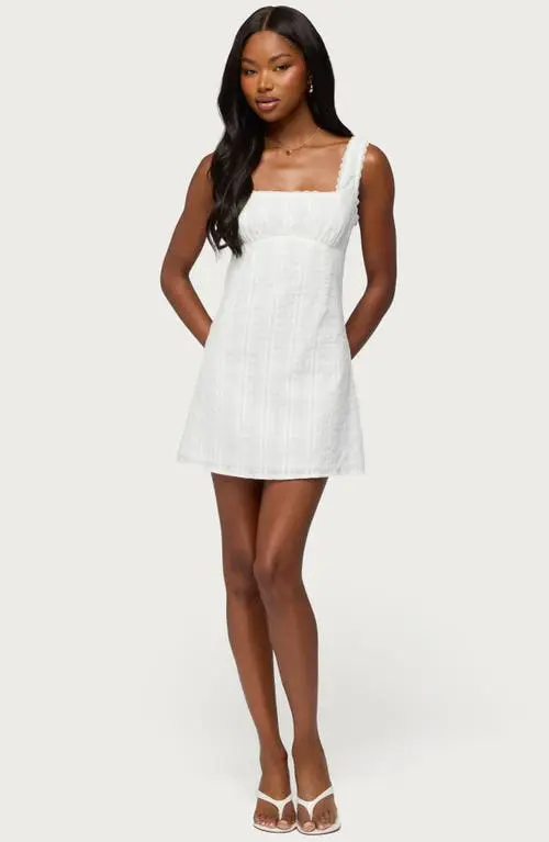 EDIKTED Citrina Lace Trim Striped Minidress