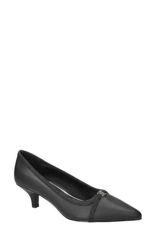 EASY WORKS BY EASY STREET Zayn Kitten Heel Pump - Black Satin