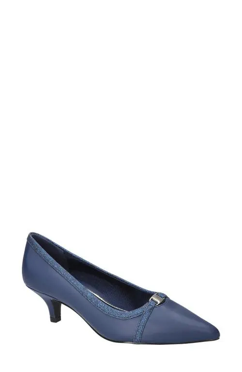 EASY WORKS BY EASY STREET Zayn Kitten Heel Pump - Navy Satin