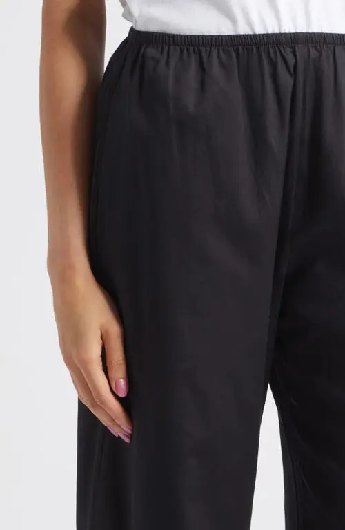 LESET Yoko Lace Trim Cotton Cropped Pants - Black