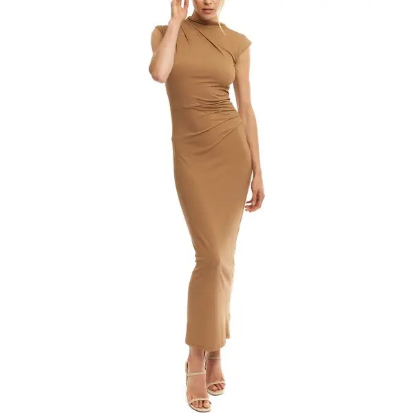 LBLC THE LABEL Presley Shirred Dress - Chestnut