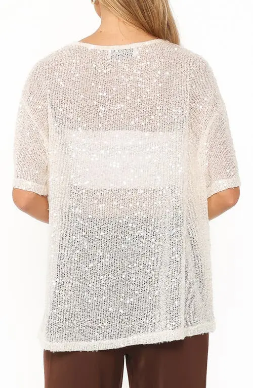 PETAL & PUP Nadine Sequin Open Knit Tee