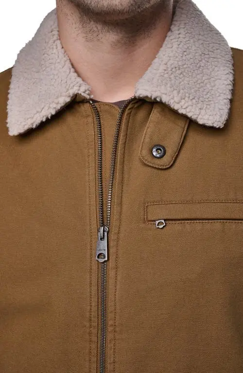 LEVI'S Western Utility Jacket With Faux Shearling Collar - Brown