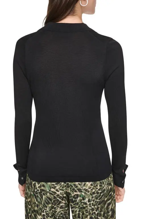 Dkny Colorblock Cotton Cardigan - Black/black