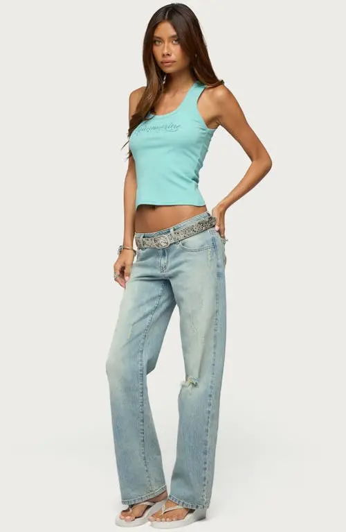 EDIKTED Marine Rhinestone Ribbed Tank