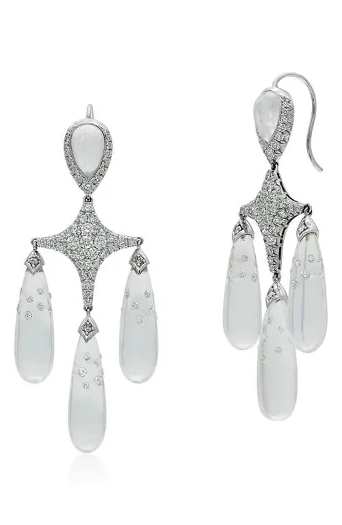 Fred Leighton Moonstone And Diamond Chandelier Earrings - White Gold