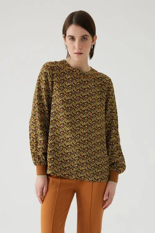 EXQUISE Adina Long Sleeve Blouse - Brown