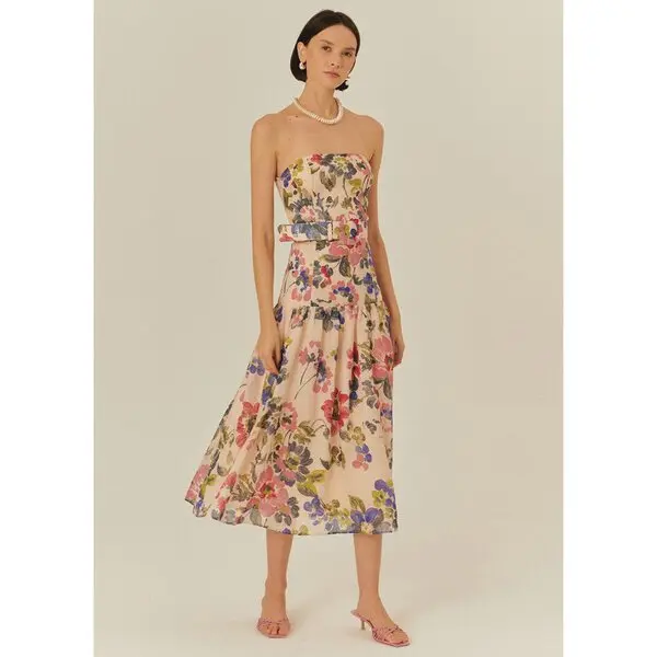 EXQUISE Imani Midi Dress - Beige