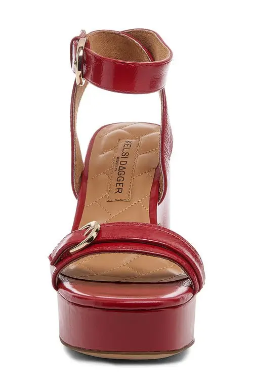 KELSI DAGGER BROOKLYN Wendy Ankle Strap Platform Sandal - Crimson