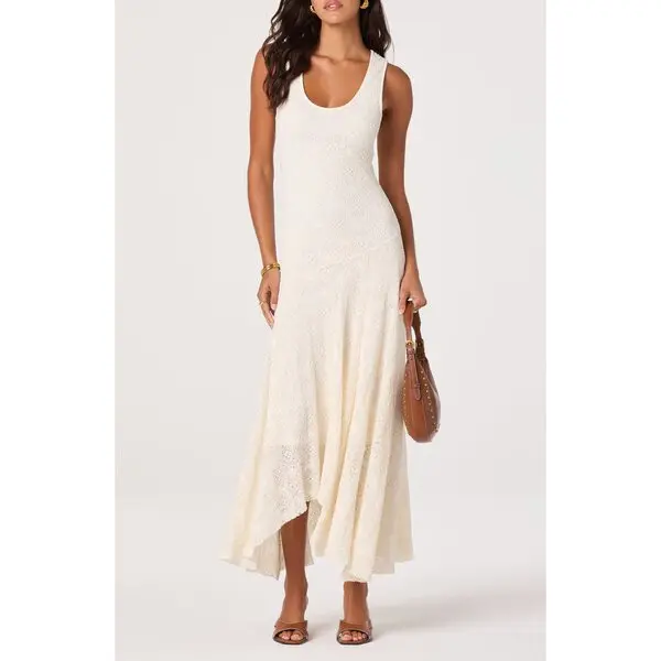 Astr The Label Freida Lace Asymmetrical Hem Dress - Cream