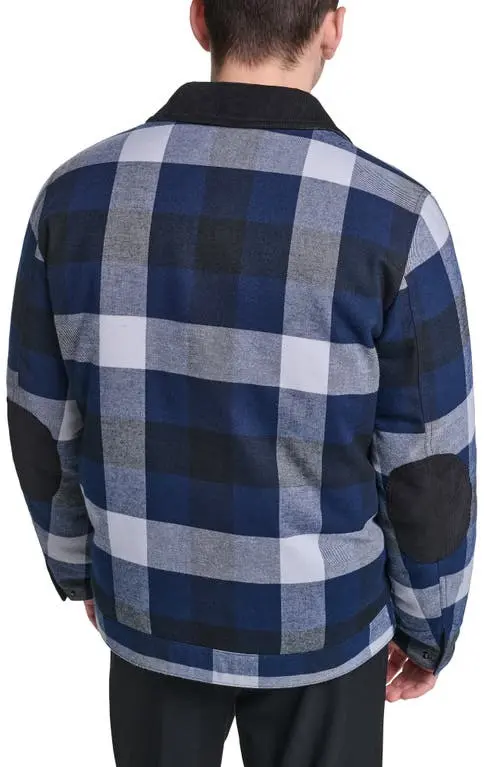LEVI'S Quilted Plaid Work Jacket With Corduroy Collar - Navy Twill