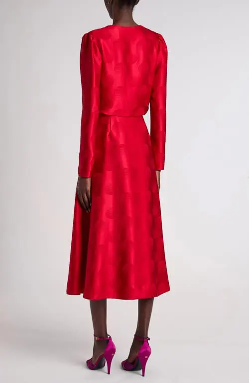 Valentino Garavani Polka Dot Jacquard Silk Midi Dress - Pink