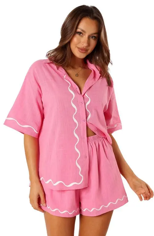 PETAL & PUP Sunshine Cotton Button-up Shirt & Shorts Set