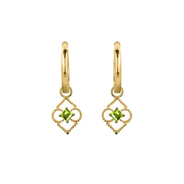 CHARLOTTE'S WEB JEWELLERY Moroccan Charm Huggie Hoop Earrings Peridot - Gold