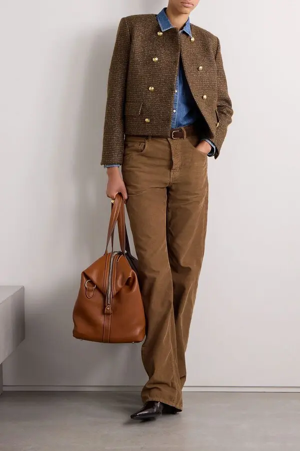 NILI LOTAN Melanie Cropped Checked Woolblend Jacket