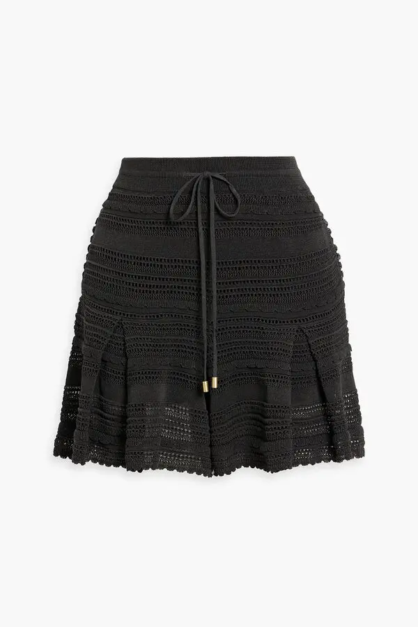 Zimmermann Pleated Pointelleknit Paperblend Shorts - Black