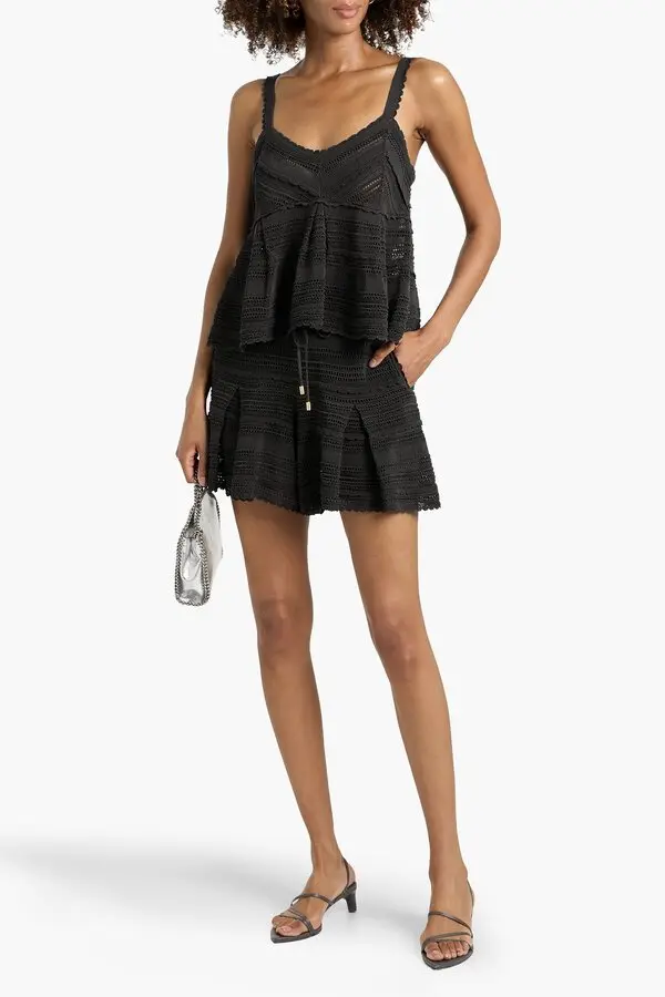 Zimmermann Pleated Pointelleknit Paperblend Shorts