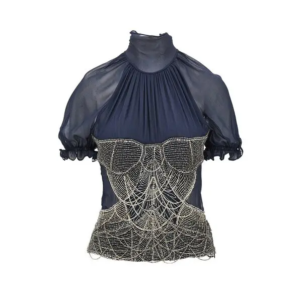 Attico Silk Georgette Top With Beads