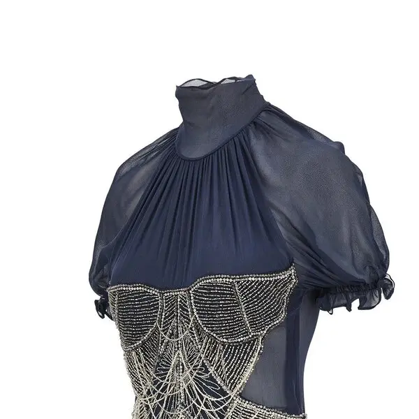 Attico Embellished Silk Georgette Top