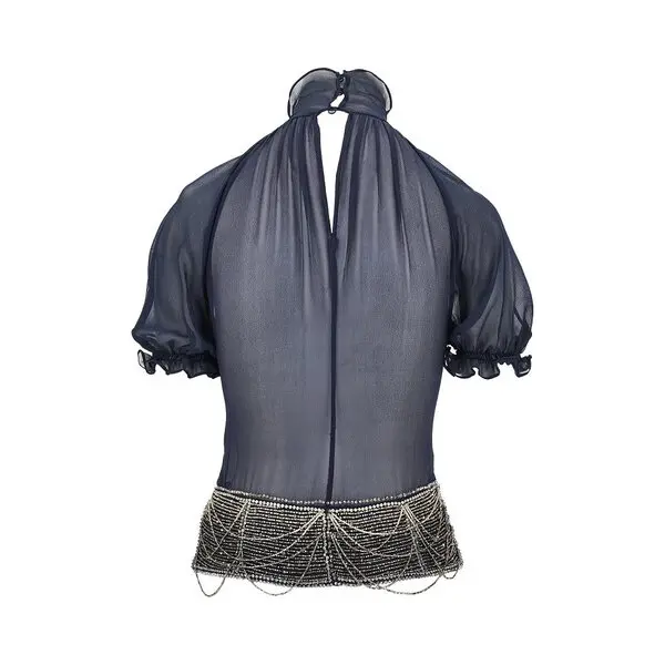 Attico Embellished Silk Georgette Top