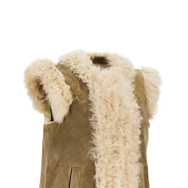 Etro Leather Vest With Paisley Emrboidery