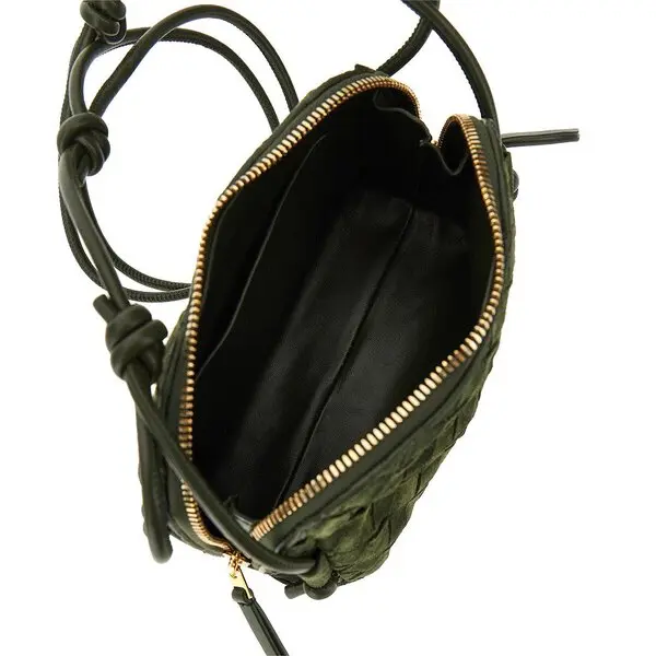 Bottega Veneta Intrecciato Suede Leather Pouch Bag - Green