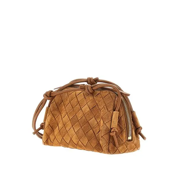 Bottega Veneta Intrecciato Suede Leather Pouch - Brown